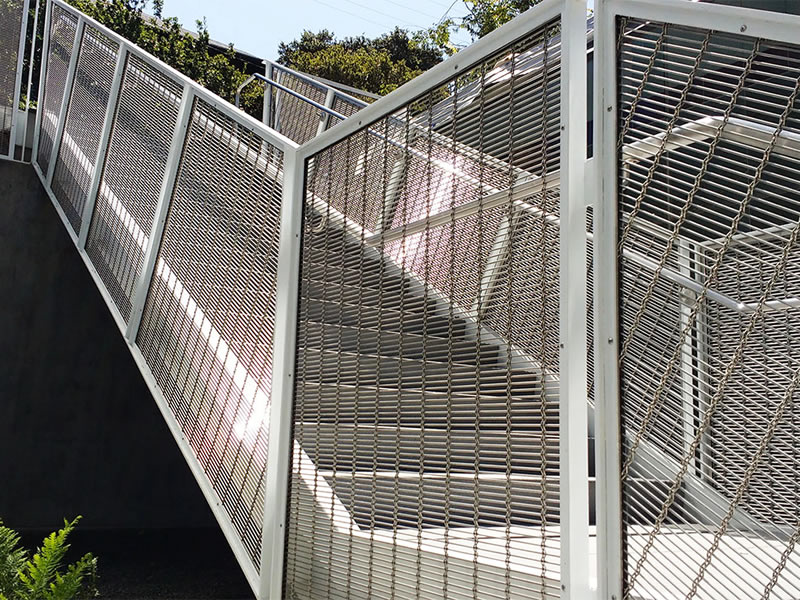 Stairway Railing Mesh also called Architectural Woven Drapery